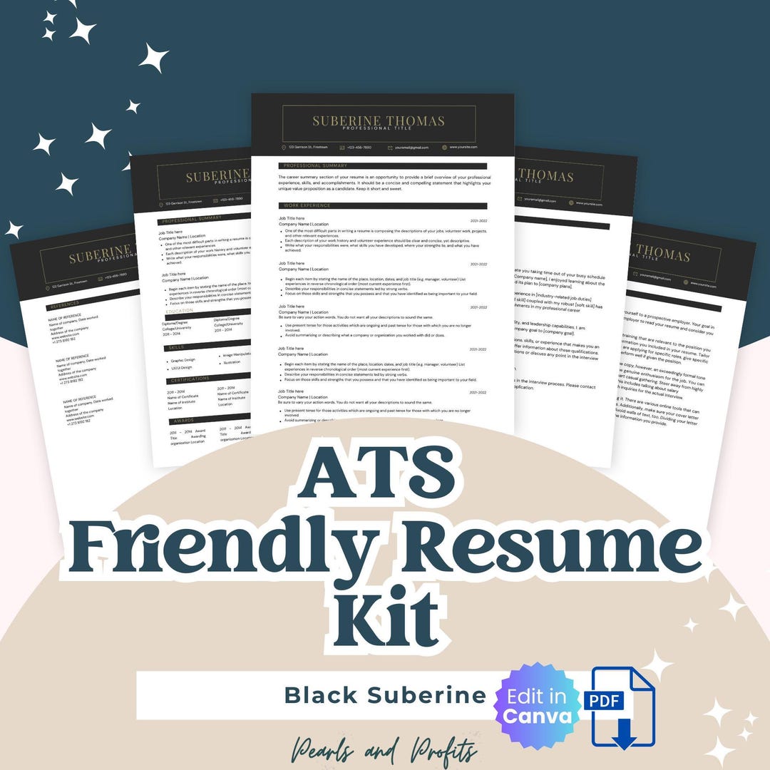 Instant Download ATS Resume Template | Editable Canva Resume ...