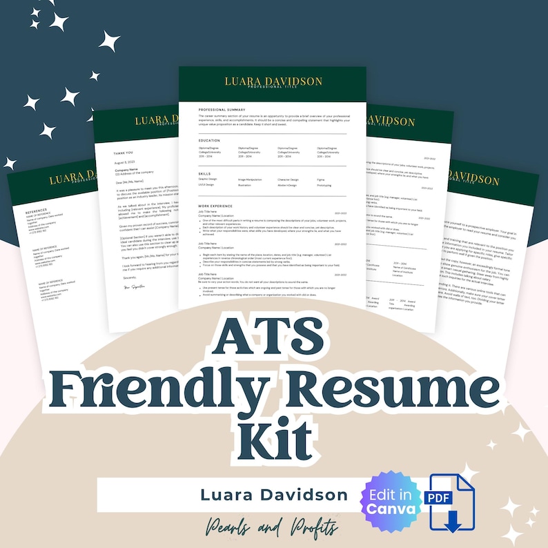 ATS Friendly Resume Template Editable Canva, CV Resume Kit | Modern ...