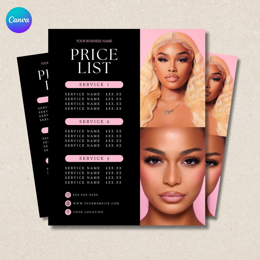 Editable Price List Flyer Template: Canva DIY Design (digital Download ...
