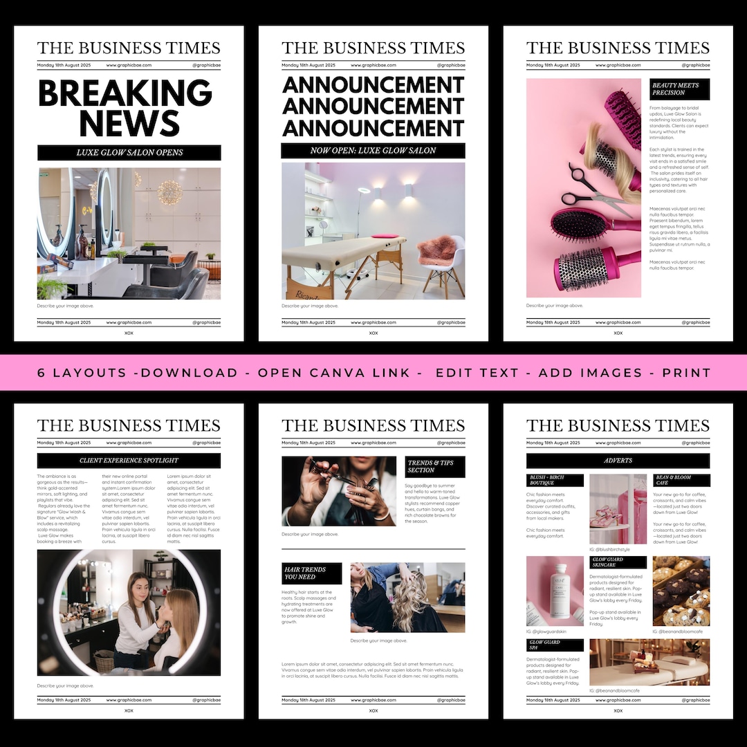 Editable Newspaper Canva Template: Business Promotion (A3 Printable) - Etsy