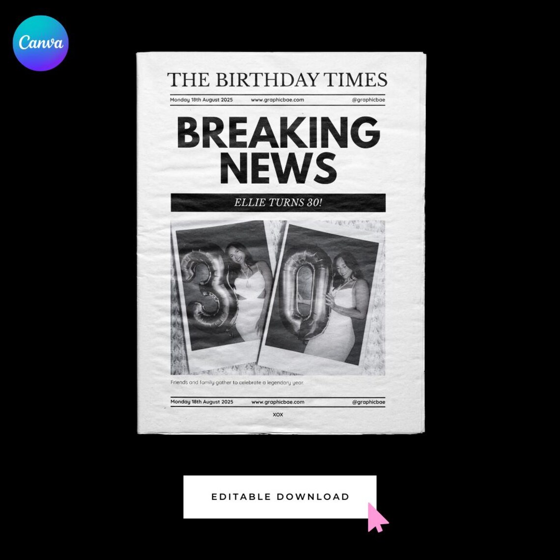 Breaking News Newspaper Template | Birthday Newspaper | Surprise ...