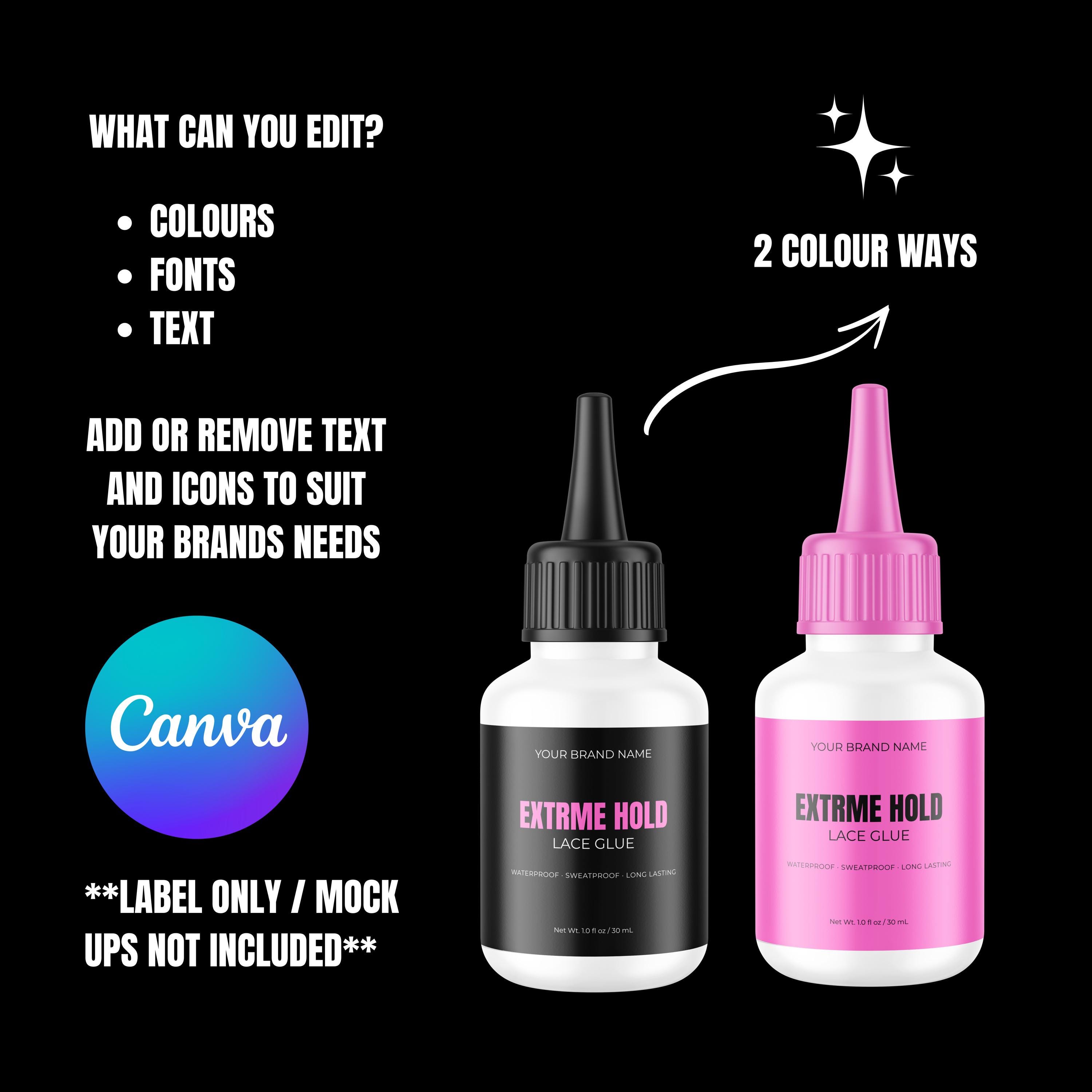 Lace Glue Label Template: Editable DIY Lash Packaging (canva, 3.7x1.5 ...