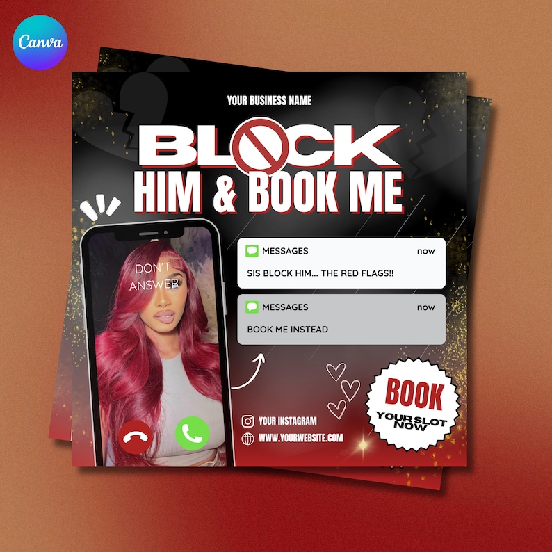 Block Him & Book Me Flyer Template | Beauty Business Canva Promo - Etsy UK