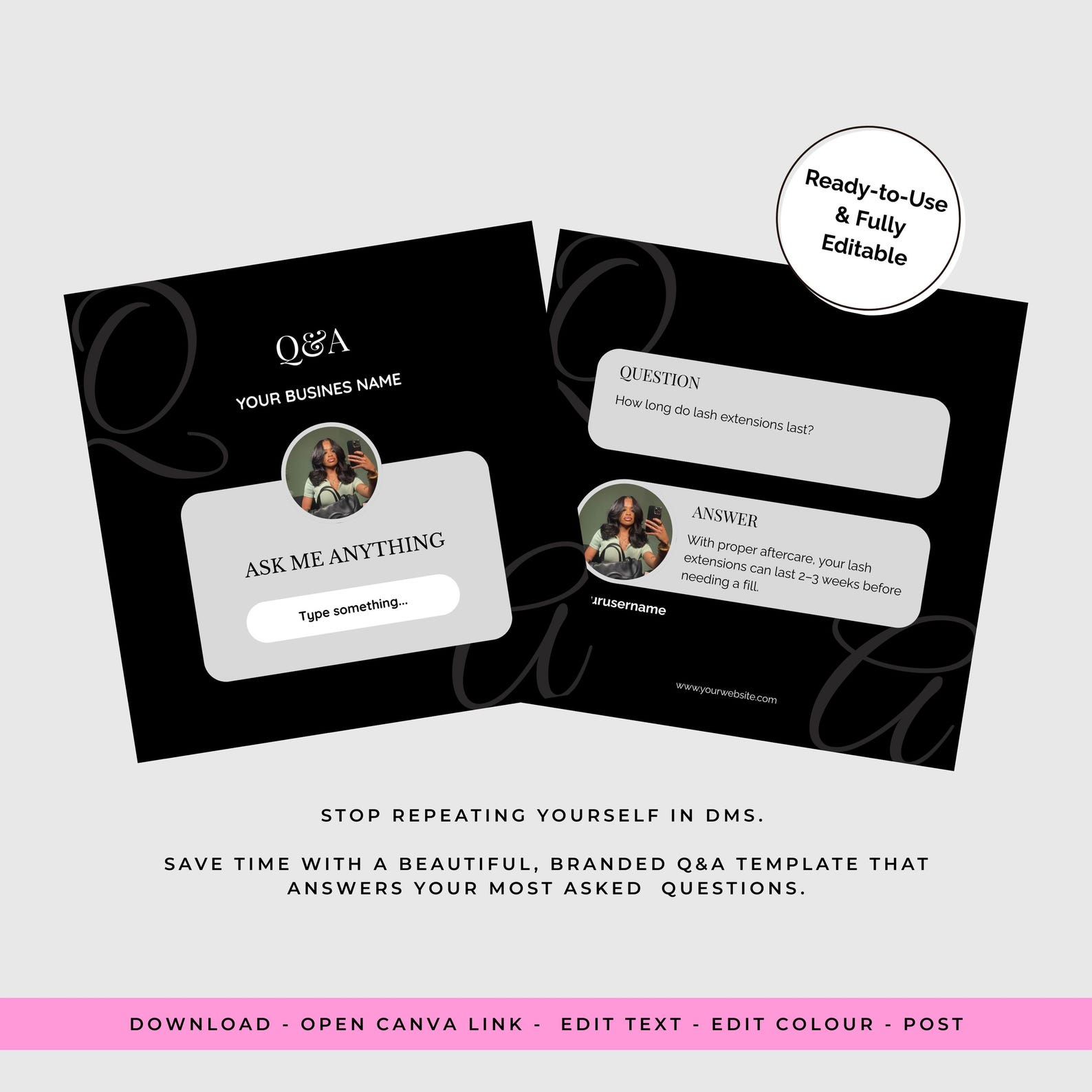 Editable Instagram Q&A Templates – Ask Me Anything | Question and ...