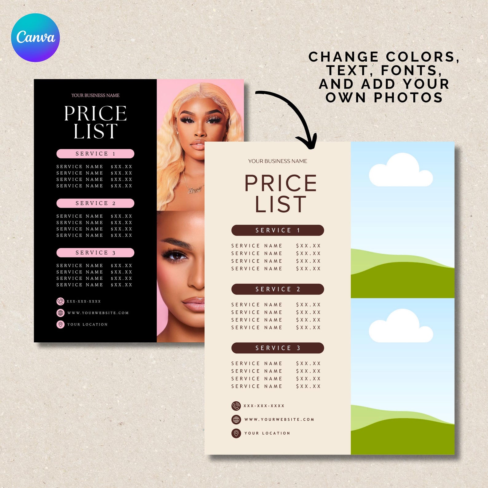 Editable Price List Flyer Template: Canva DIY Design (digital Download ...