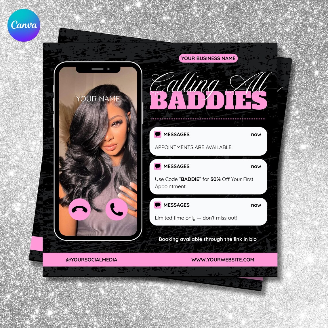 Calling All Baddies Flyer Template: DIY Beauty Instagram Post (canva ...