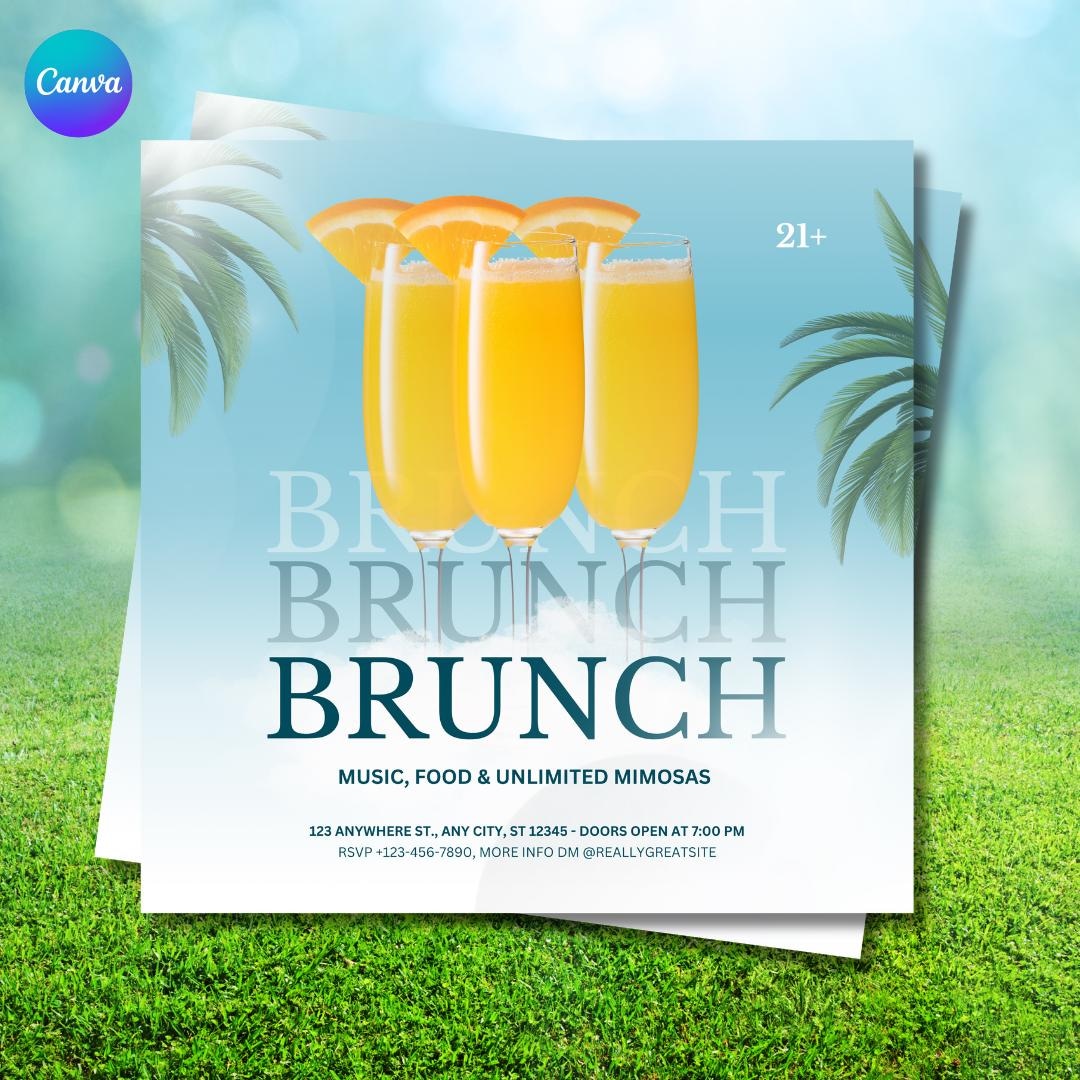 Mimosa Brunch Flyer Template: Editable Party Invite (canva, Digital ...