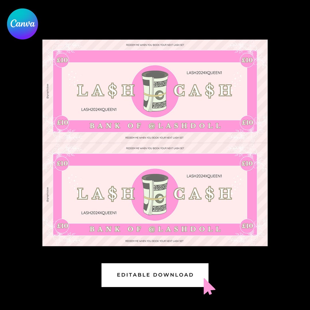 Lash Cash | Cash Voucher | Gift Voucher | Loyalty Voucher | Lash Tech ...