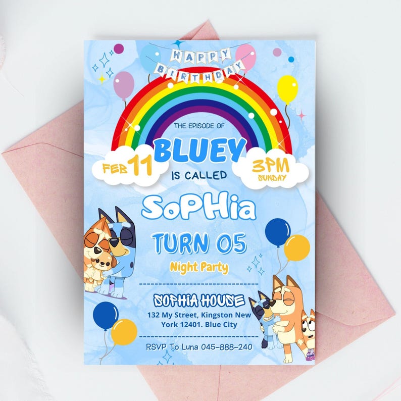 Editable Bluey Birthday Invitation Bing Birthday Invitation Editable ...