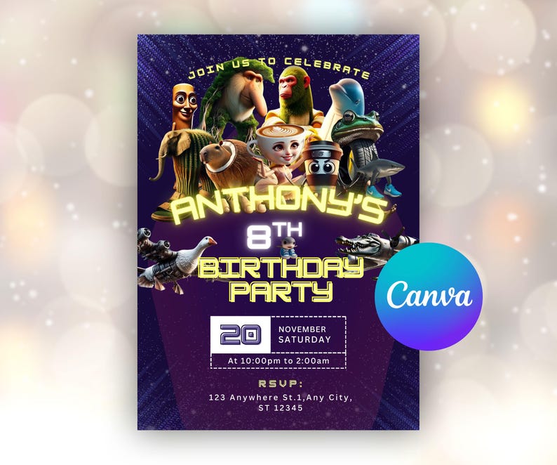 Italian Brainrot Meme Birthday Invitation | Editable Canva Template ...