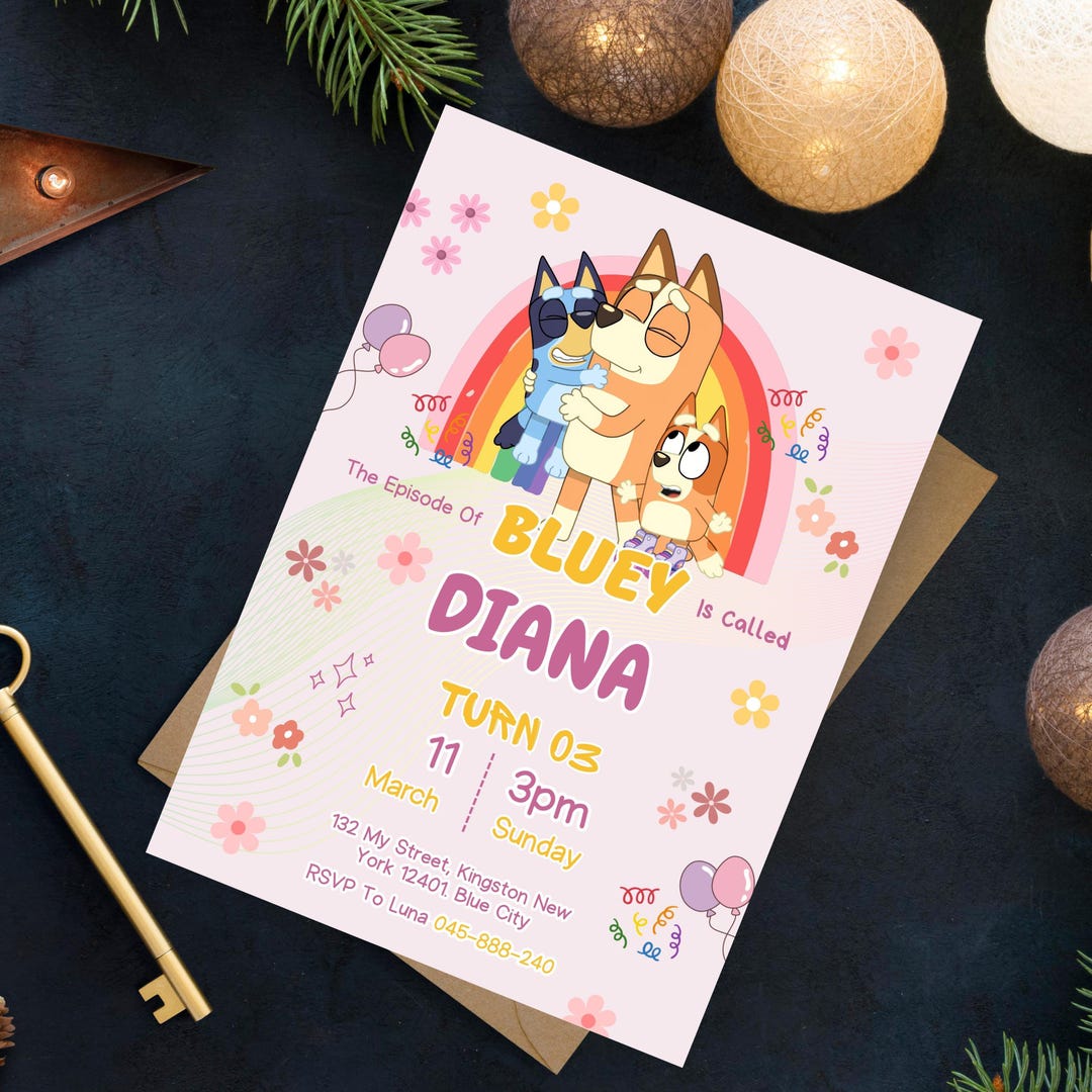 Bluey Birthday Invitation Bing Birthday Invitation Editable Bluey and ...