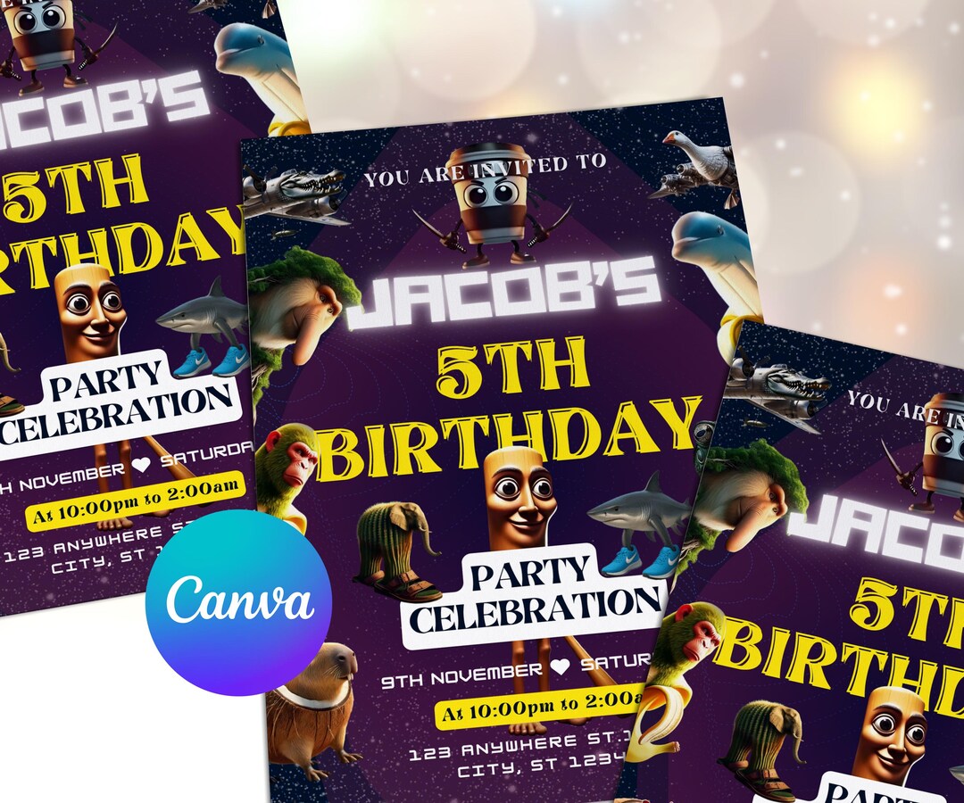 Funny Brainrot Meme Birthday Invitation | Editable Canva Template - Etsy