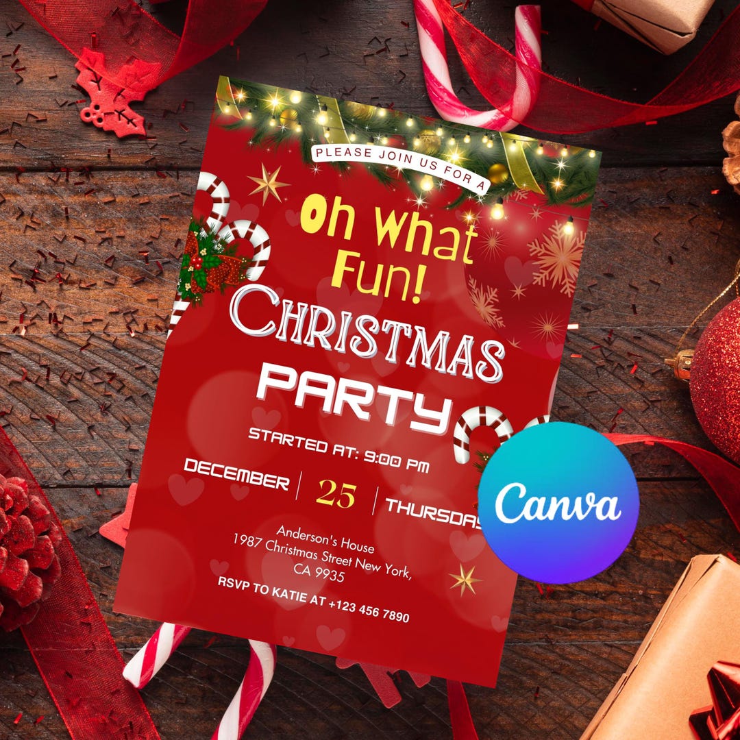 Editable Christmas Party Invitation – Holiday Event Template (canva) - Etsy