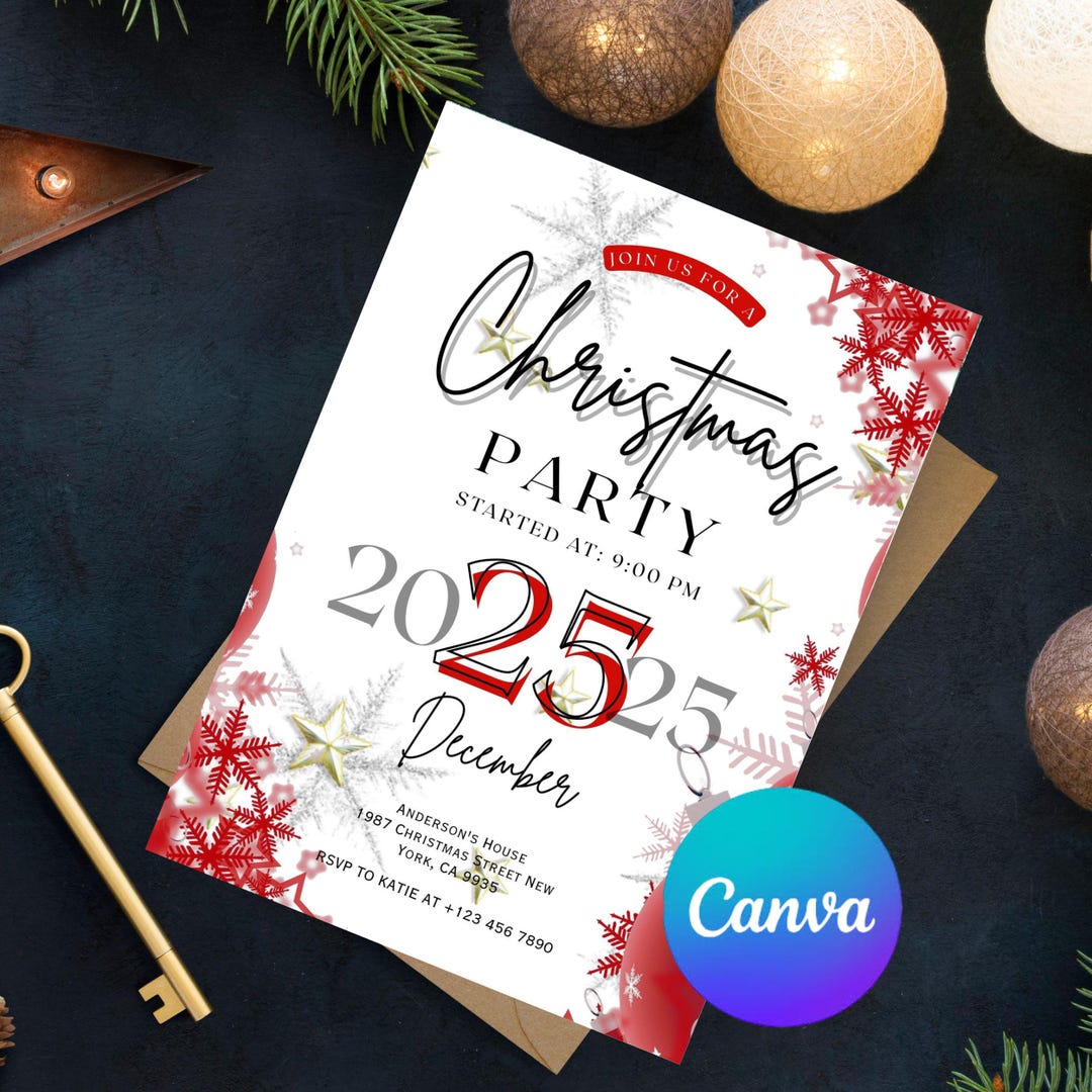 Editable Christmas Party Invitation, Company Holiday Party Invite ...