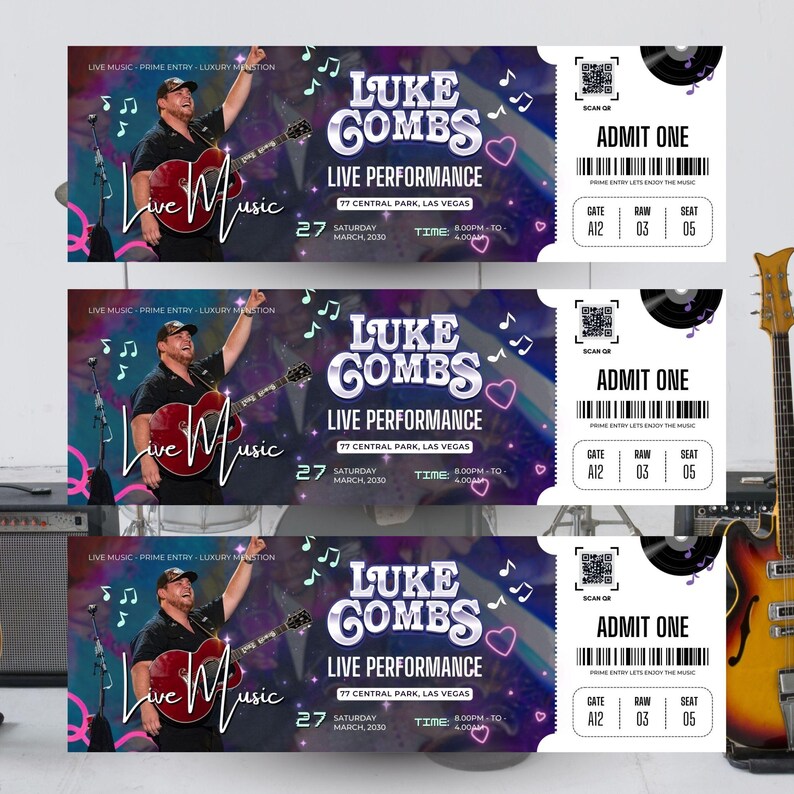 Editable Luke Combs Concert Ticket Template | DIY Event Ticket | Custom ...
