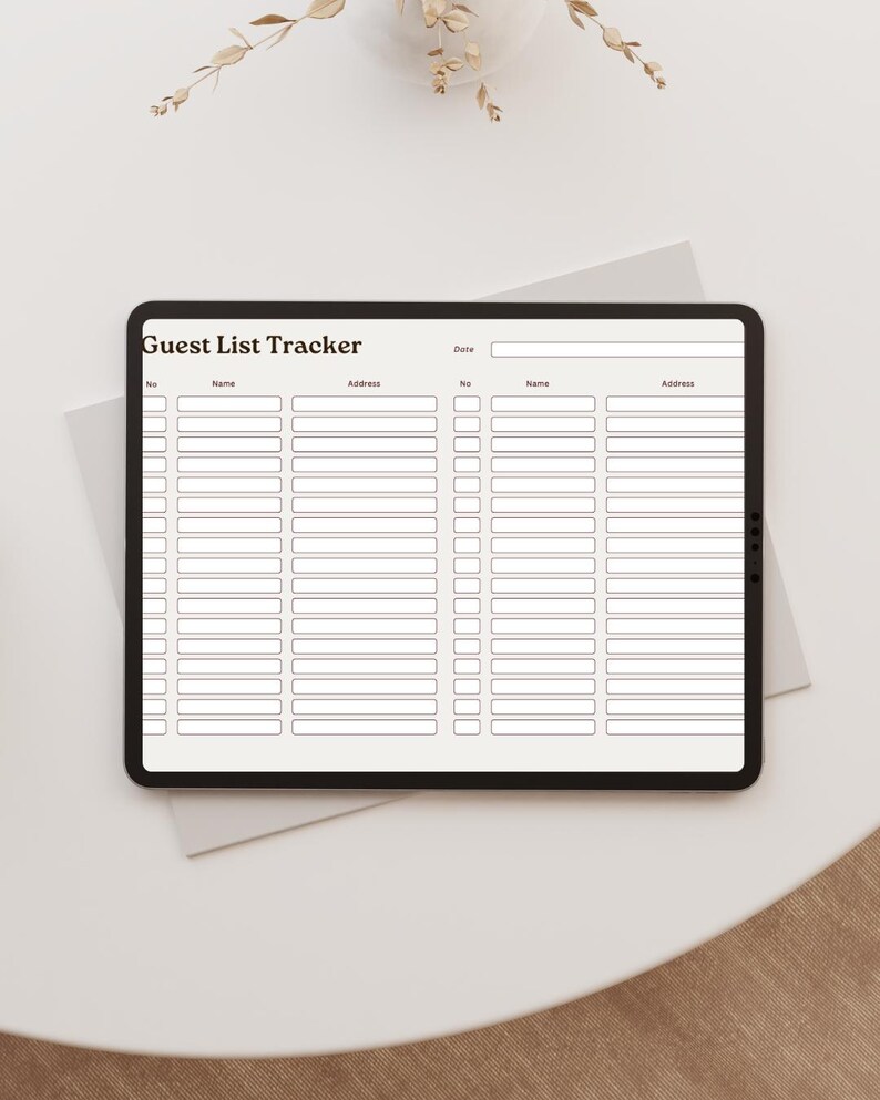 Printable Guest List Template, Printable Event Planner Log Template ...