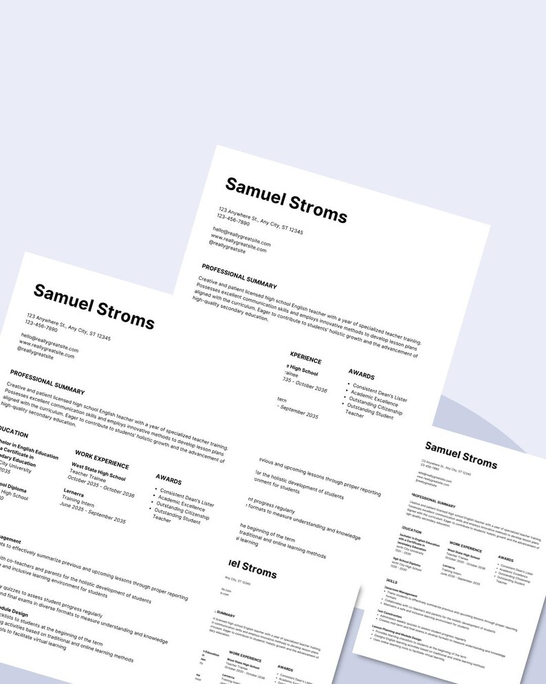 Resume Template Word, Pages, Professional Resume Template, CV Template ...