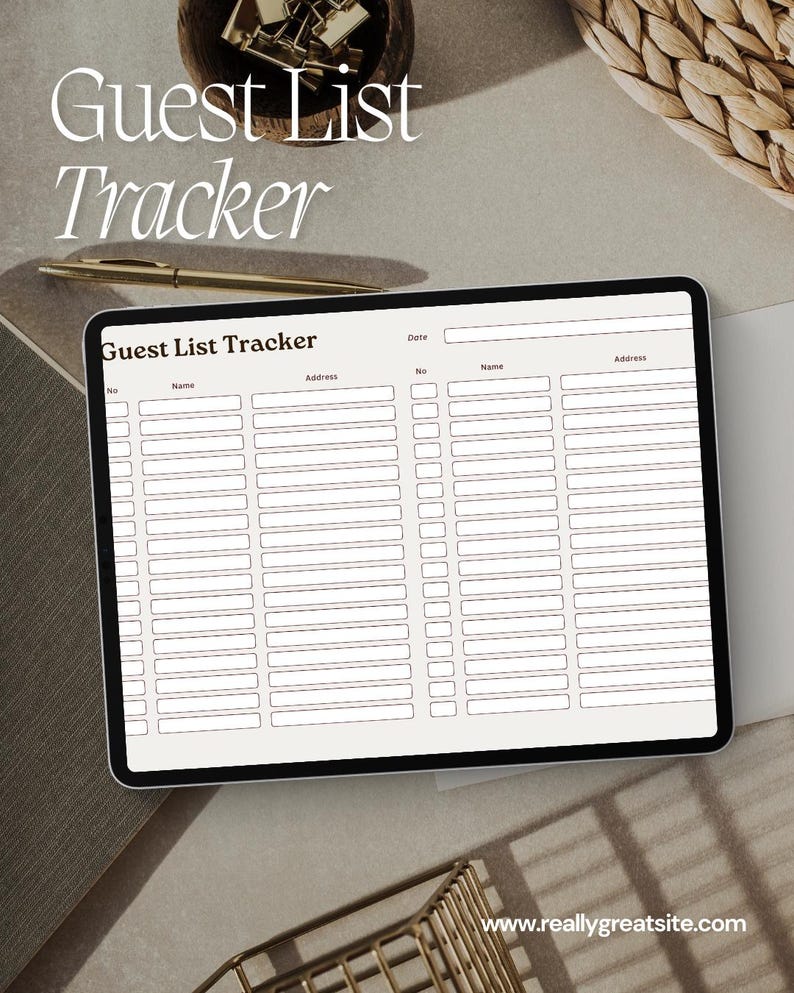 Printable Guest List Template, Printable Event Planner Log Template ...