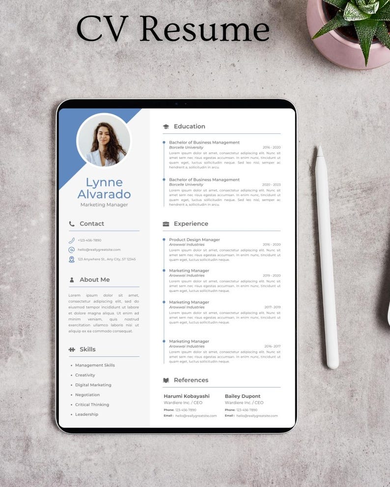 Resume Template With Photo, Professional Resume Template for Word ...