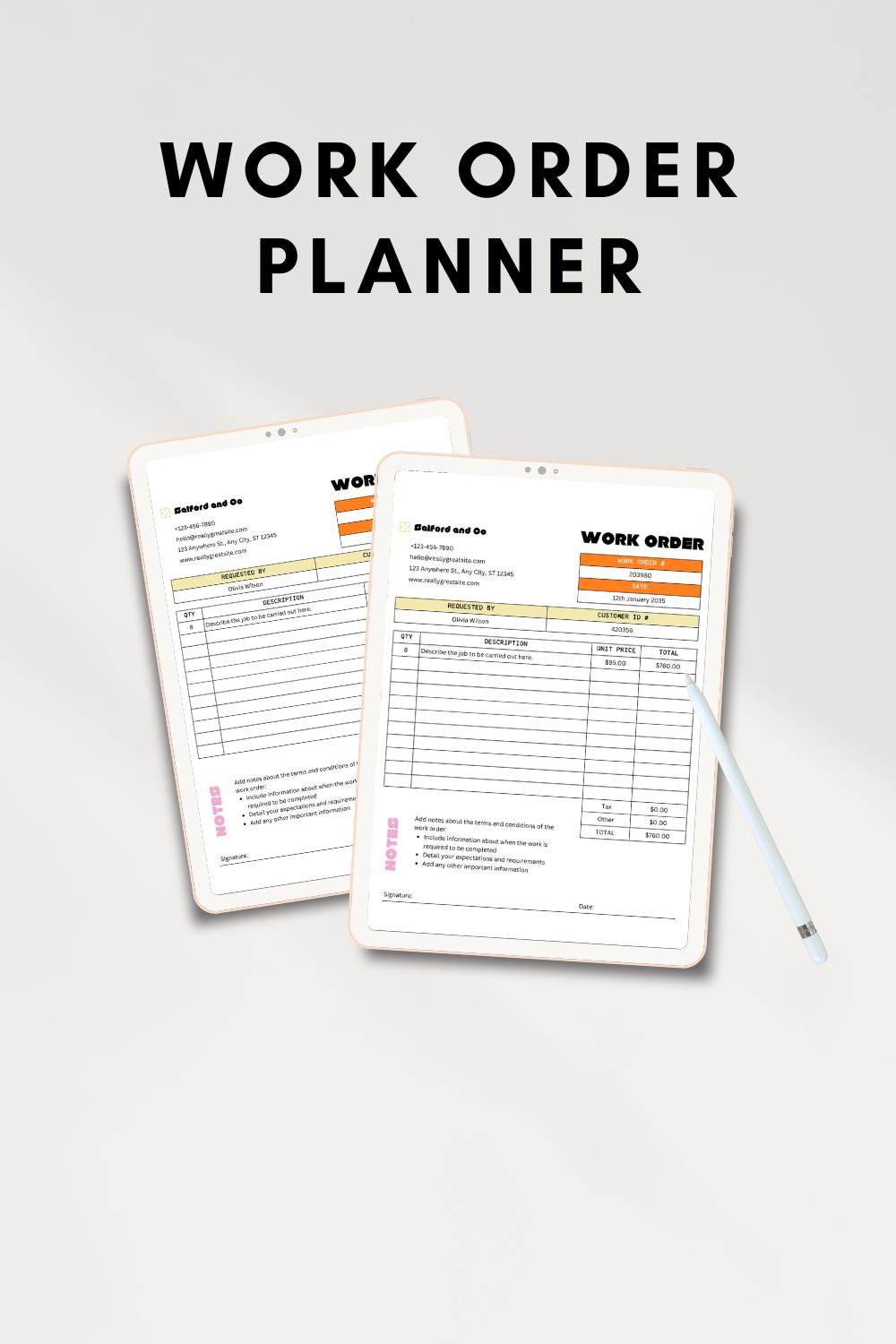 Job Work Order Template, Work Request Form, Small Business Template ...