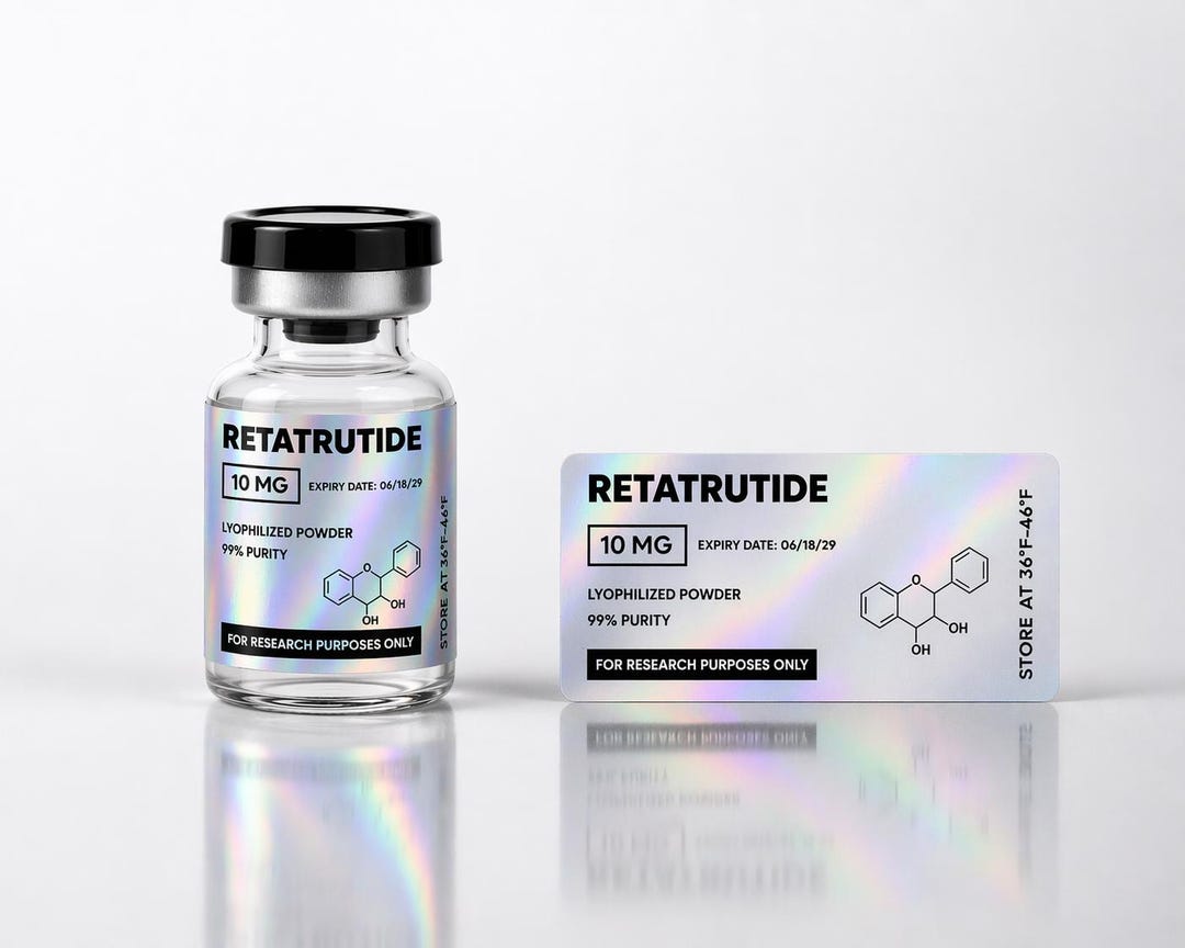 Peptide Vial Labels | Holographic Stickers for 3ml, 5ml Vials | 1.5"x0 ...