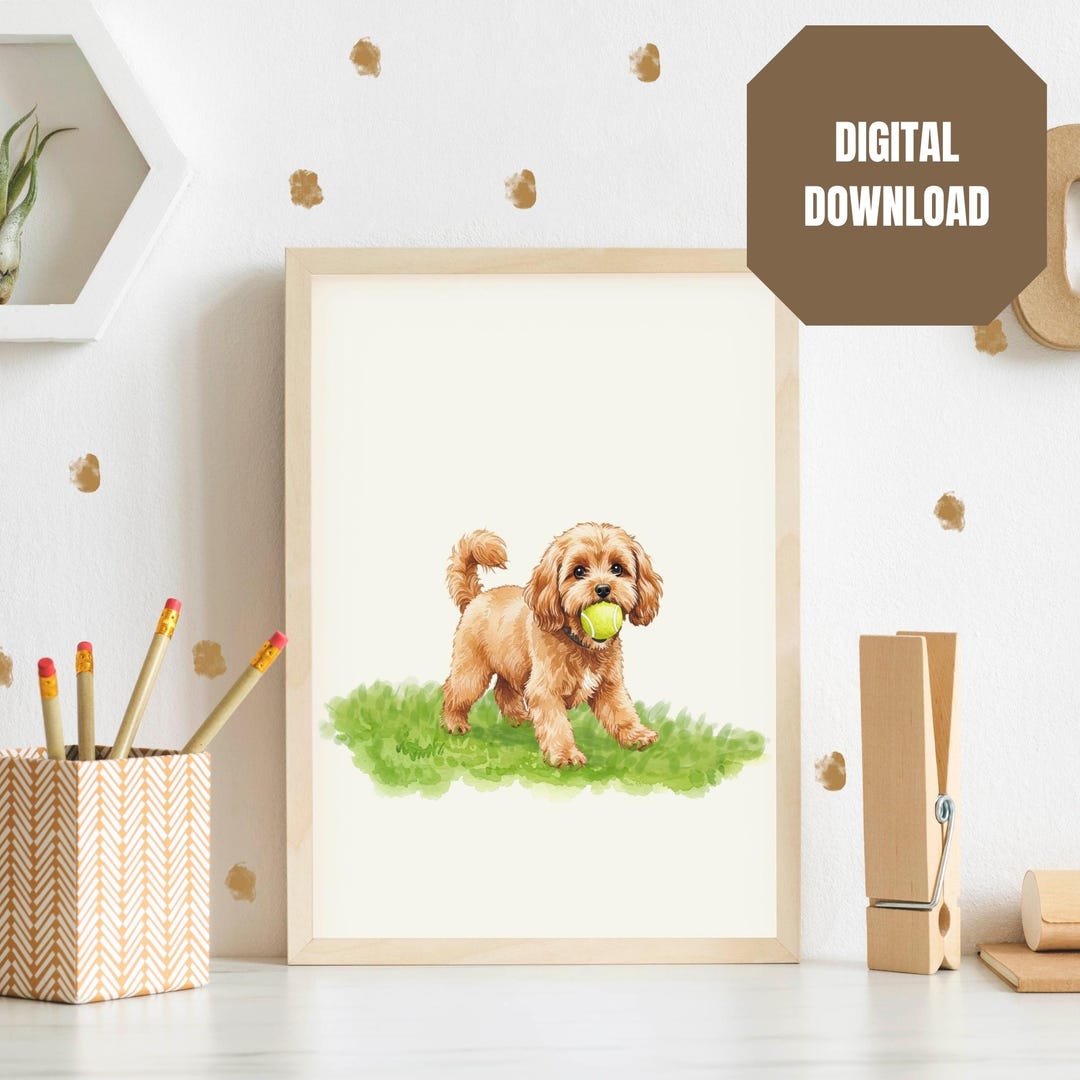 Hand Drawn Cavapoo Nursery Wall Print, Doggy, Dog Prints, Nursery ...