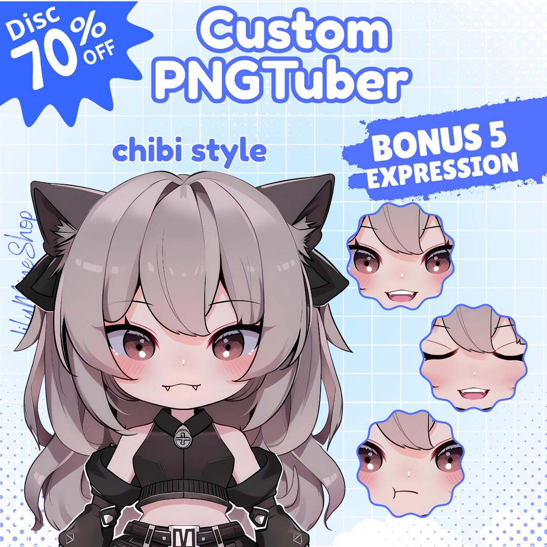 CUSTOM Chibi Pngtuber, Pngtuber Custom, Cute Anime PNG for Streaming ...