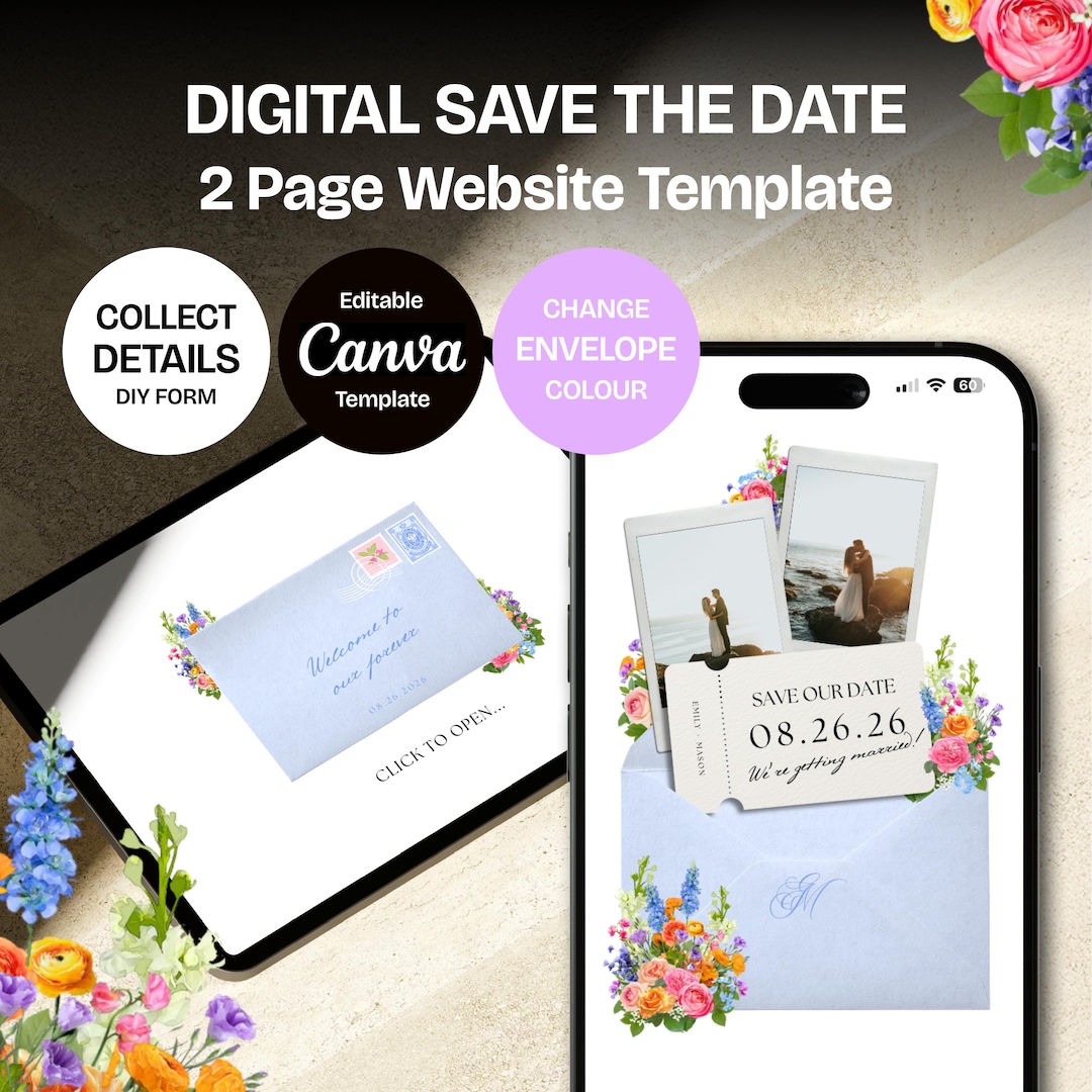Bright Spring Save the Date Website With Rsvp/details: Canva Digital ...