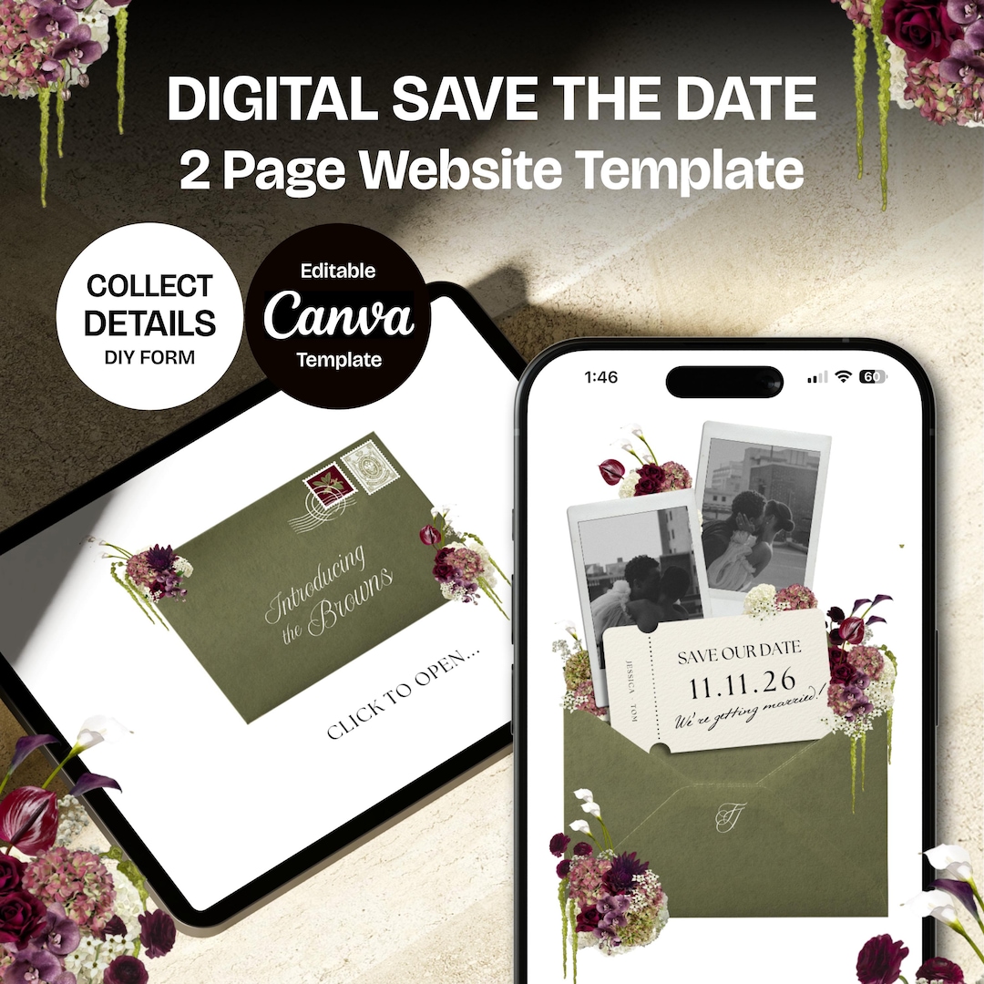Olive Green & Burgundy Save the Date Website With Rsvp/details: DIY ...