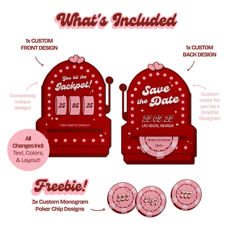 Vegas Save the Date Invite Design: Retro Slot Machine Wedding (made-to ...