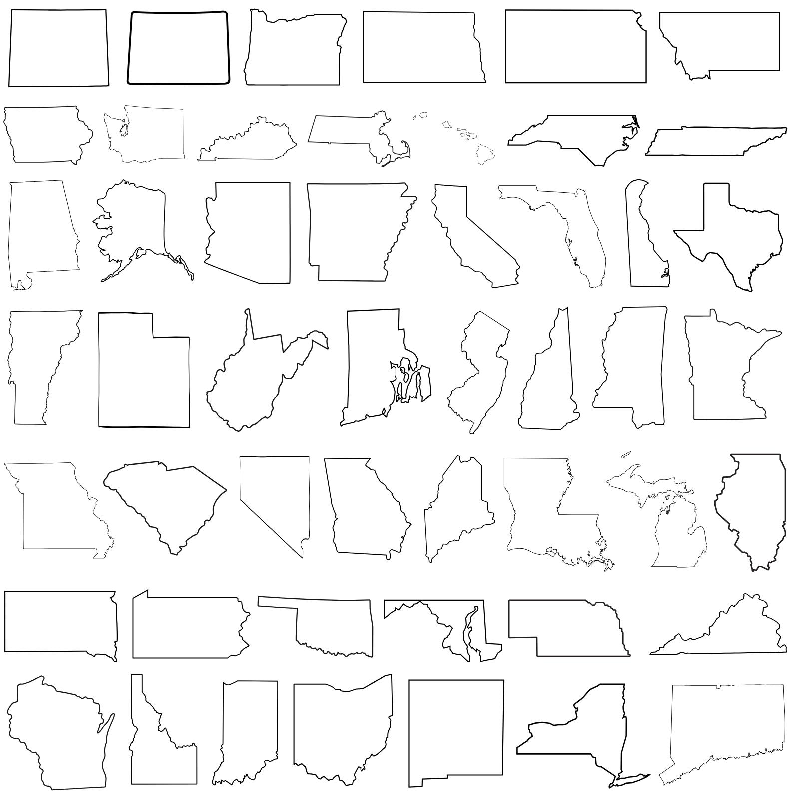 USA State Outlines SVG Bundle: Laser Cut Files, Cricut, Silhouette - Etsy