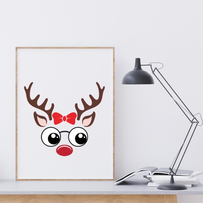 Christmas Reindeer Faces Svg Bundle, Girl Reindeer SVG, Boy Reindeer ...