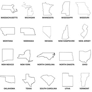 USA State Outlines SVG Bundle: Laser Cut Files, Cricut, Silhouette - Etsy
