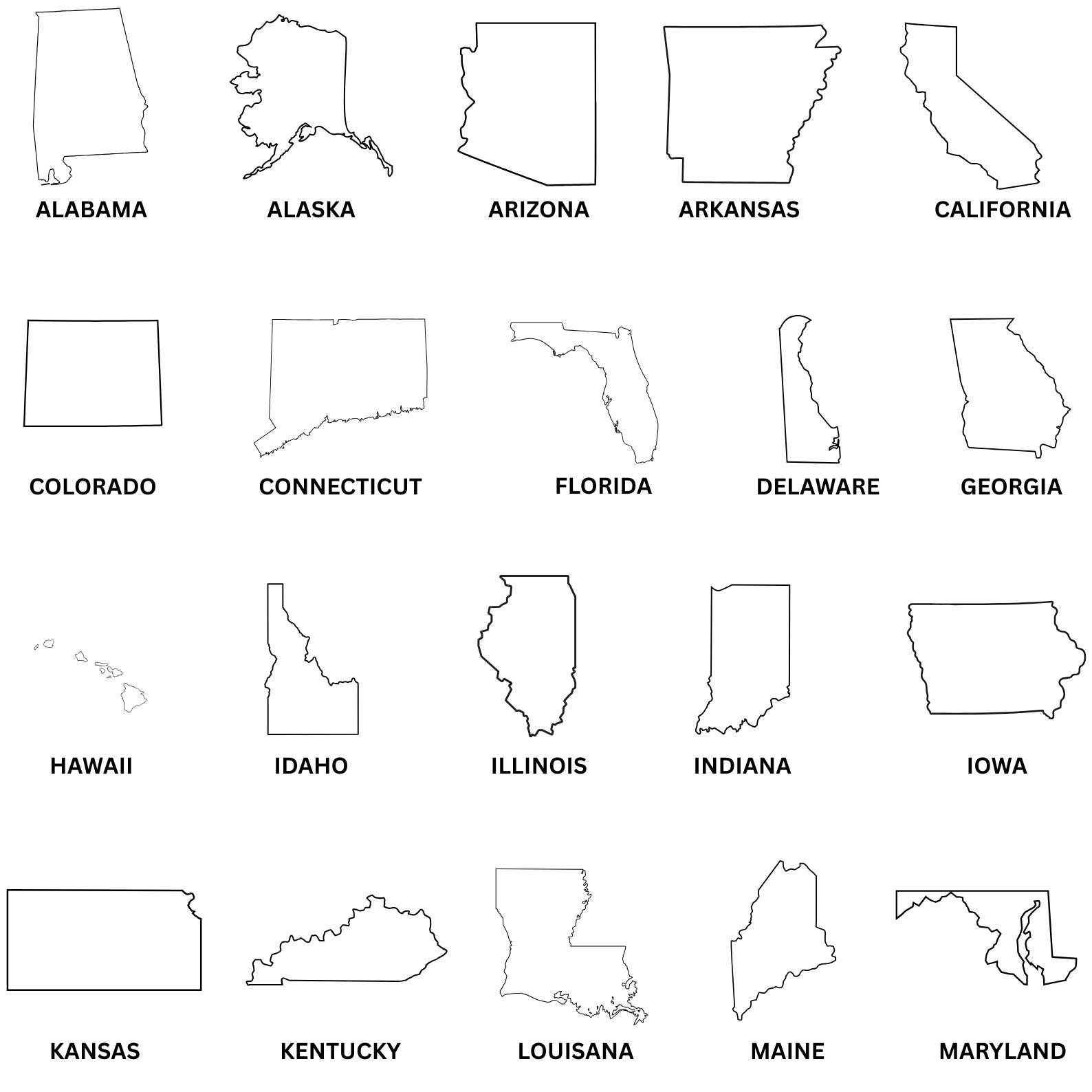 USA State Outlines SVG Bundle: Laser Cut Files, Cricut, Silhouette - Etsy