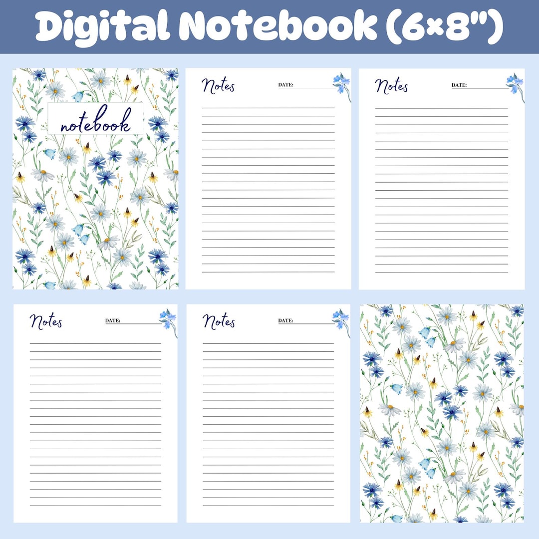 Flower-themed Digital Notebook (6×8″) | Simple & Easy-to-use Printable ...