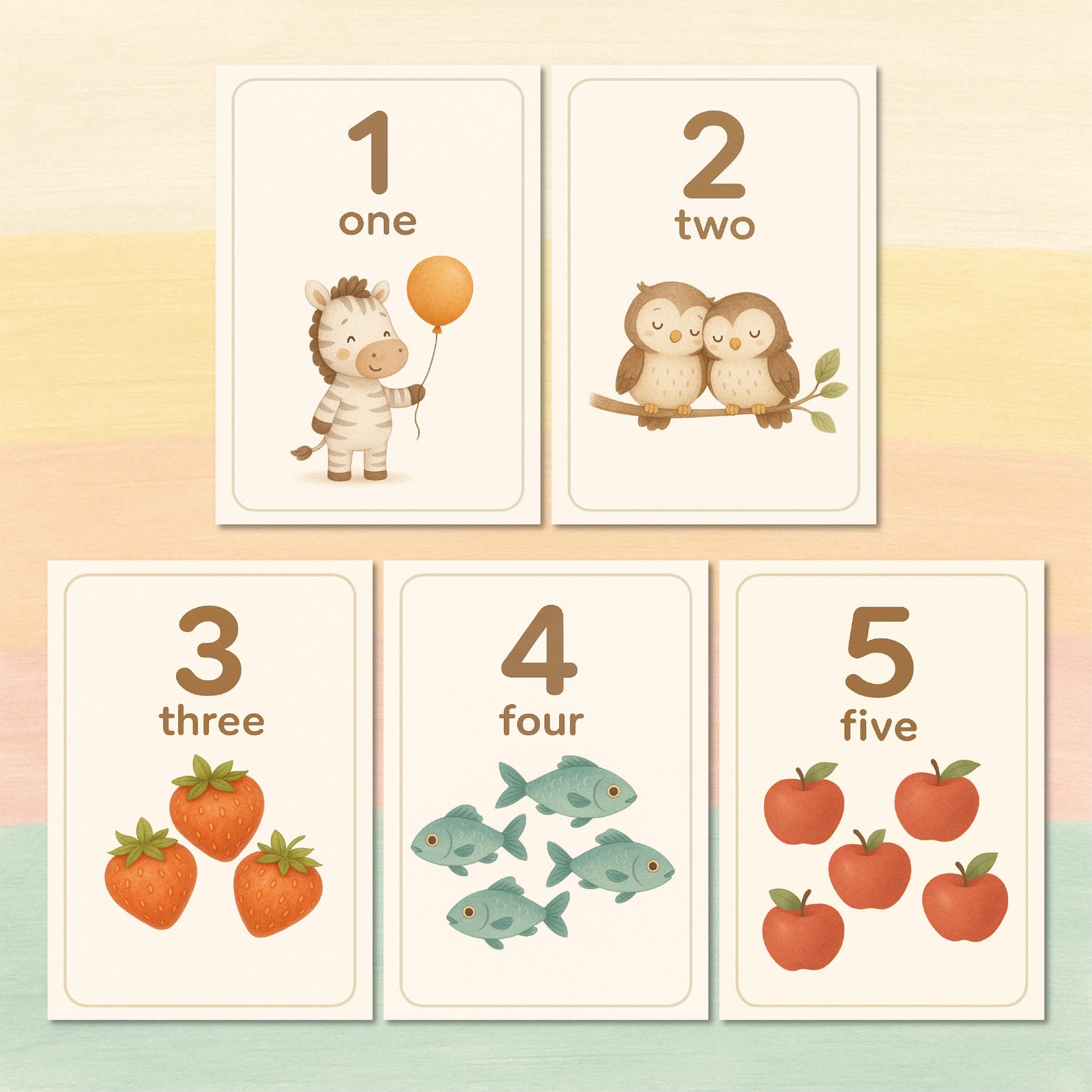 Printable Number Flashcards 1-5 | Toddler Learning Cards | A4 PDF ...