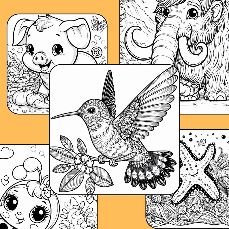 100 Printable Coloring Pages for Kids & Adults | Digital Download | Fun ...