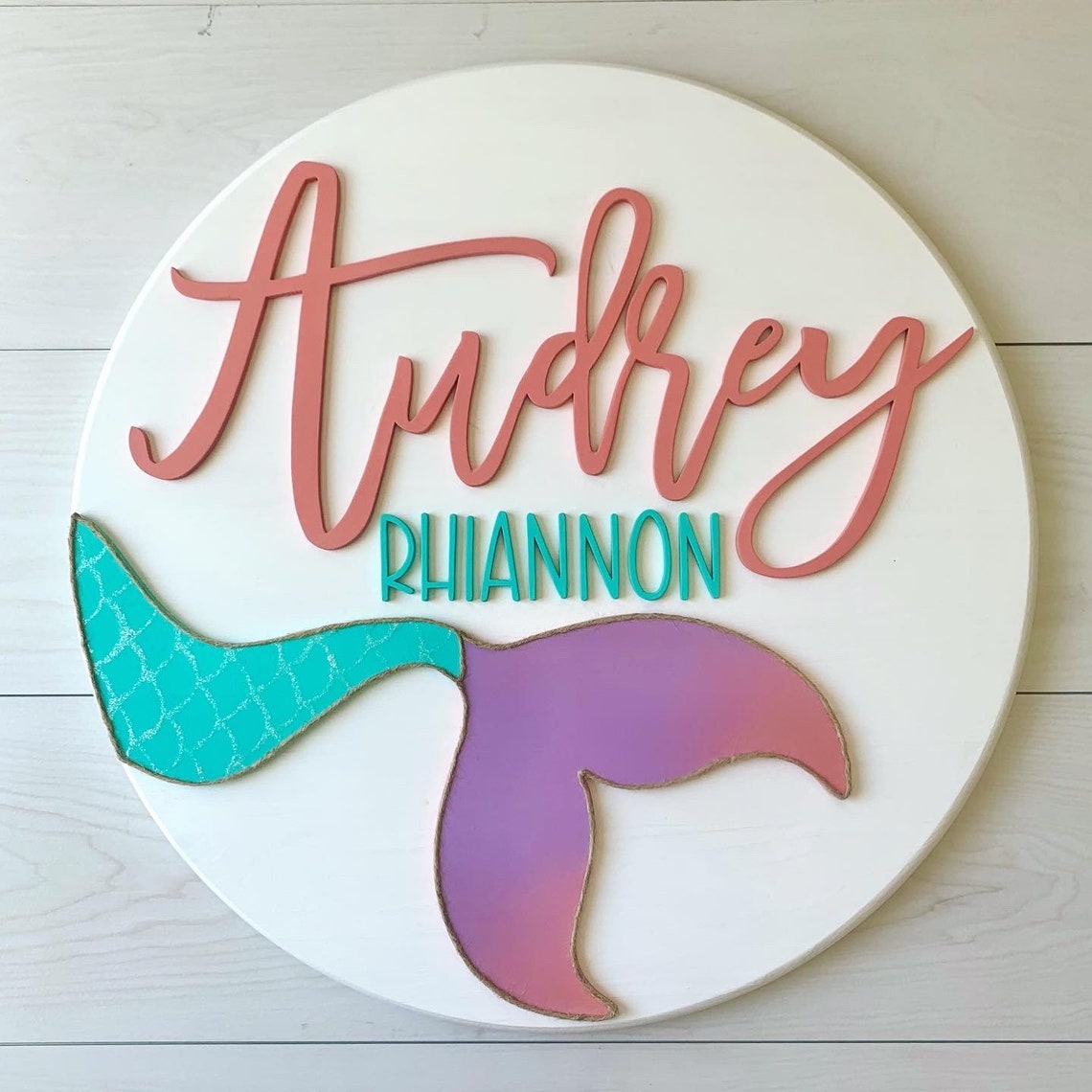 Made to Order Wood Circle Name Sign / Mermaid Wood Sign / 3-d | Etsy