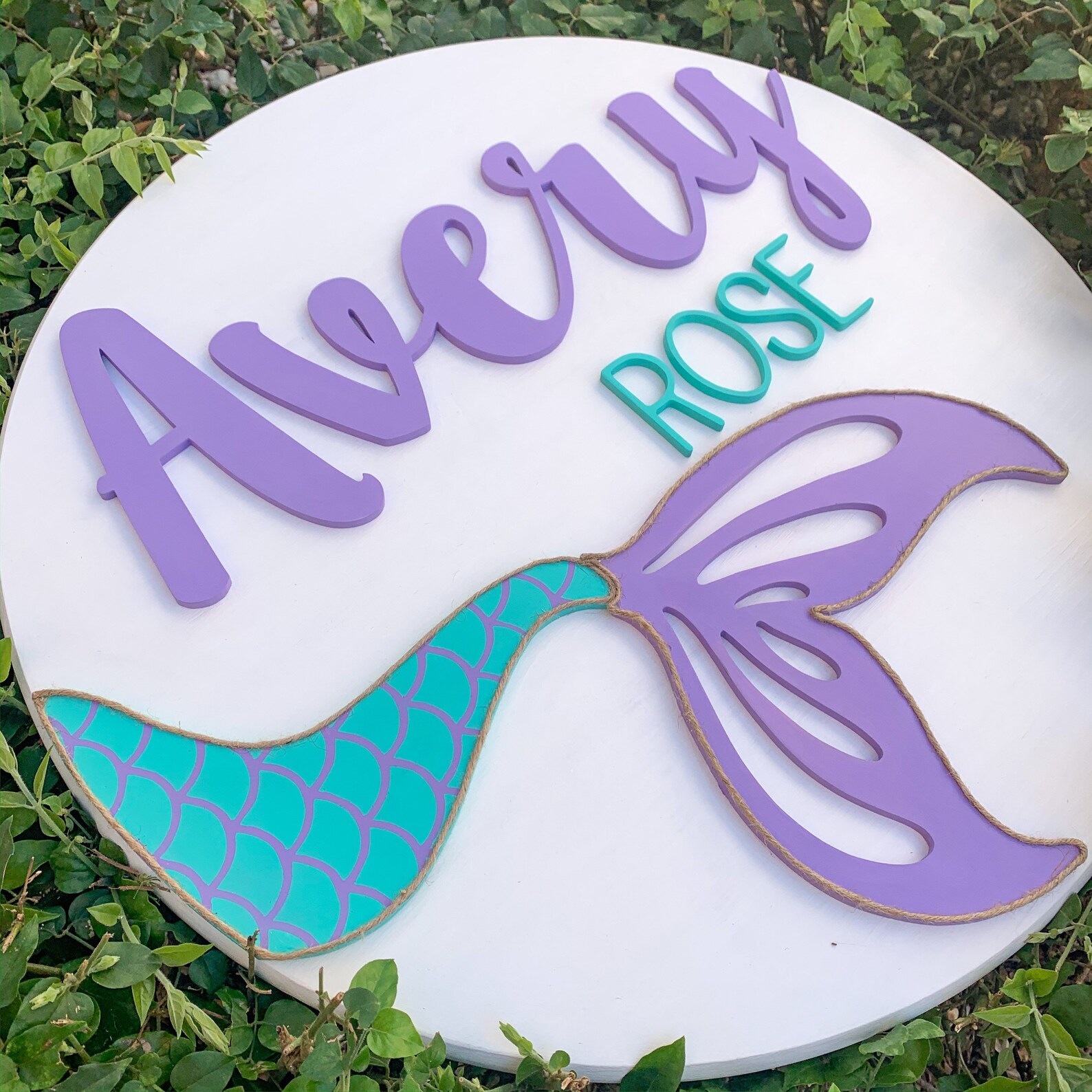 Made to Order Wood Circle Name Sign / Mermaid Wood Sign / 3-d | Etsy