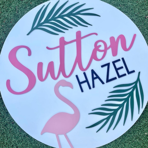 Custom Name Sign / Flamingo Wood Sign / Round Wood Sign - Etsy