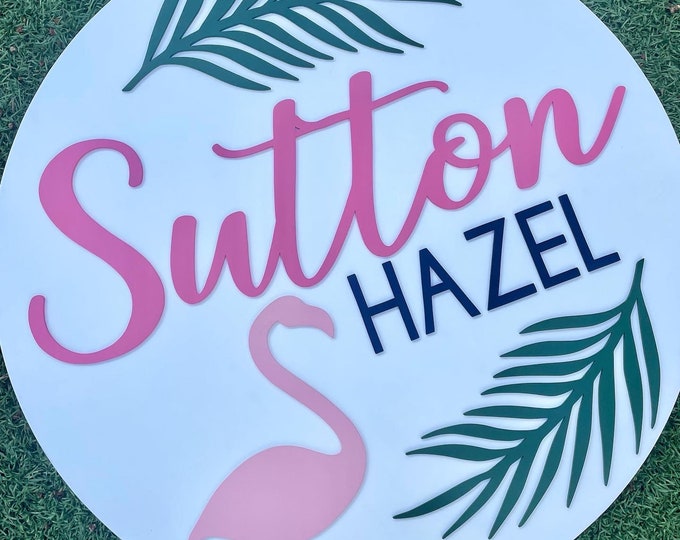 Custom Name Sign / Flamingo Wood Sign / Round Wood Sign - Etsy