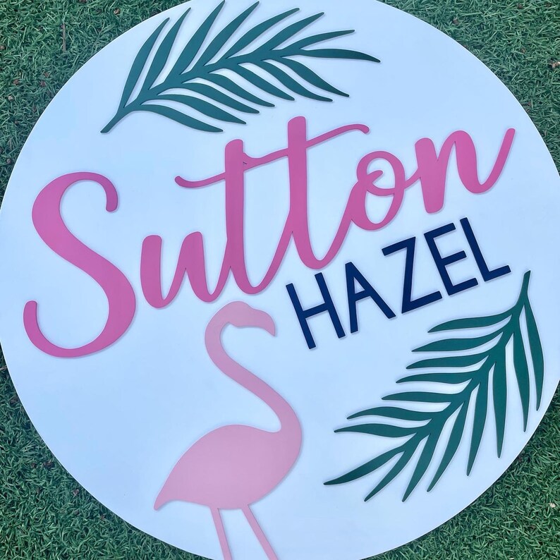 Custom Name Sign / Flamingo Wood Sign / Round Wood Sign - Etsy