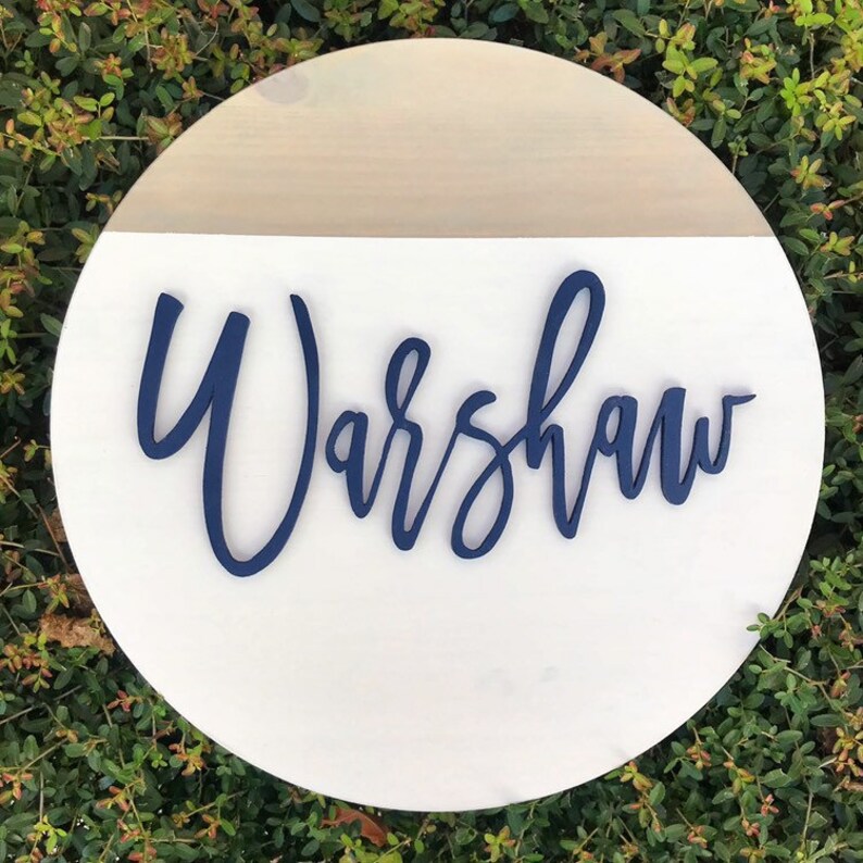 Circle Wood Sign With Last Name Cutout | Etsy