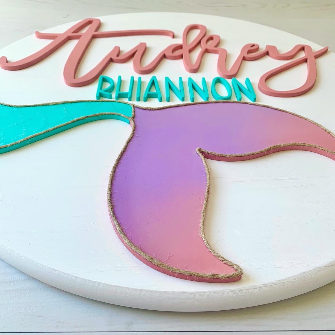 Made to Order Wood Circle Name Sign / Mermaid Wood Sign / 3-d Wood Sign ...
