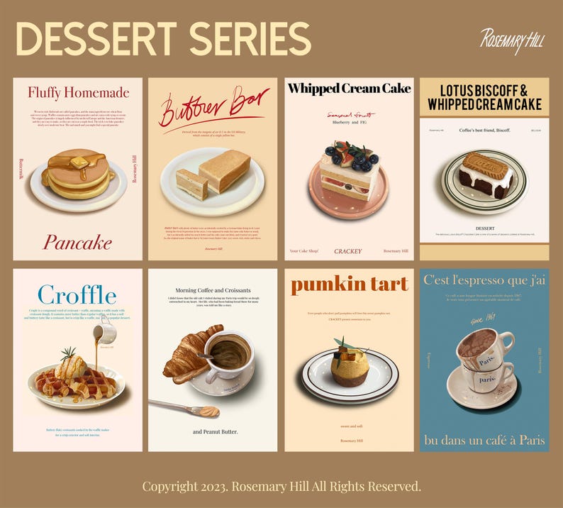 Dessert Art 01_lotus Biscoff, Printable Bakery Postcard, Cafe Aesthetic ...