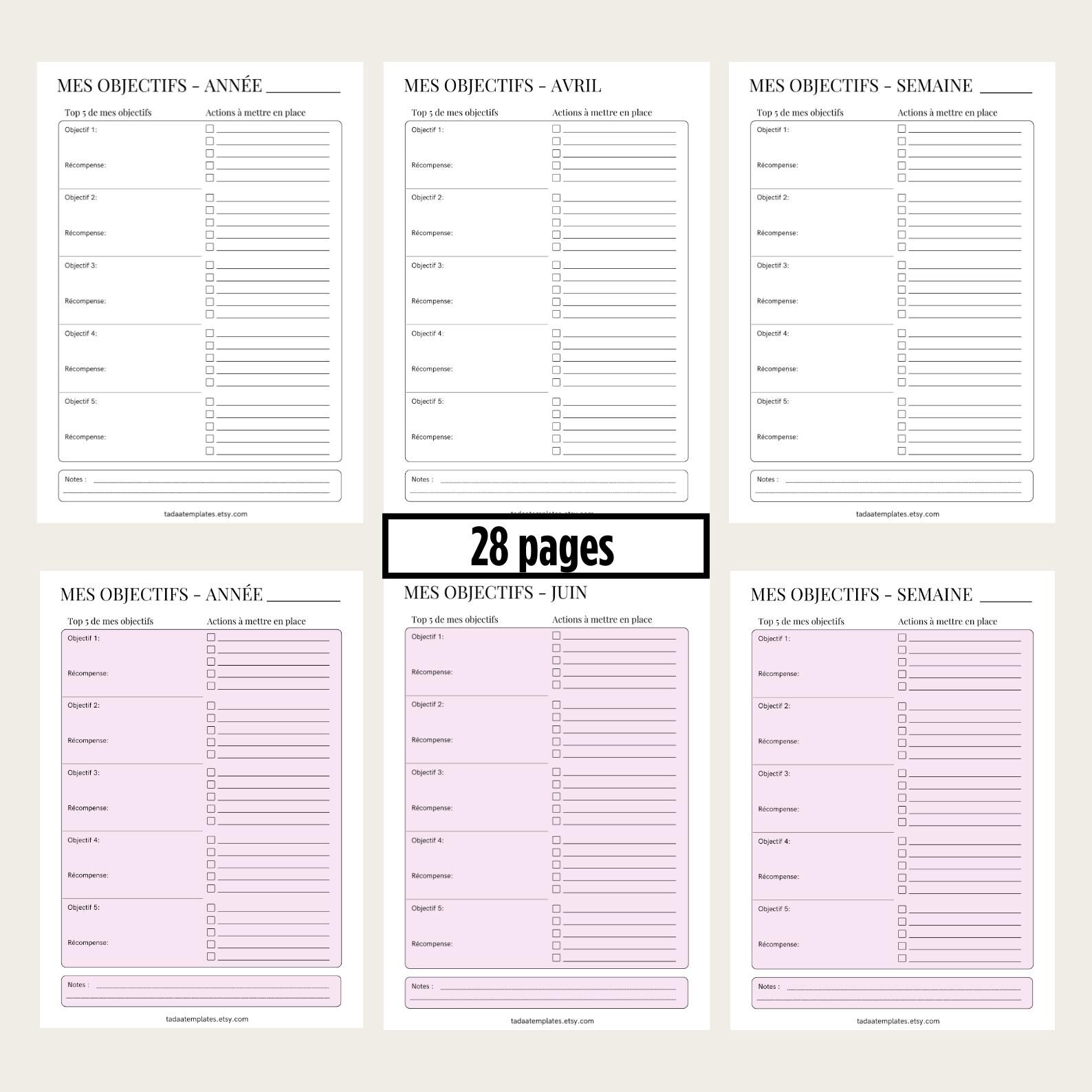 Printable Goals Planner – Annual Monthly Weekly Planner PDF A4 – Black ...