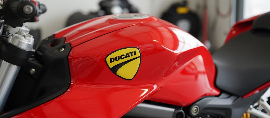 Ducati Motorcycle Decals, 3D Domed Yellow Black Bike Tank Emblems (2 ...