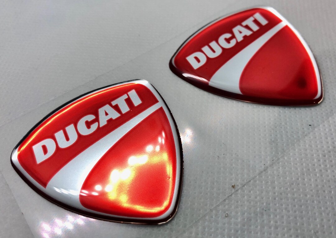 3D Domed Ducati Motorcycle Decals: Chrome Red Bike Emblems (2-pack ...