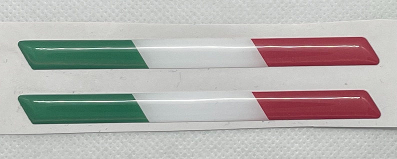 3D Domed Italian Flag Decal Set: Green White Red Emblem (97x8mm ...