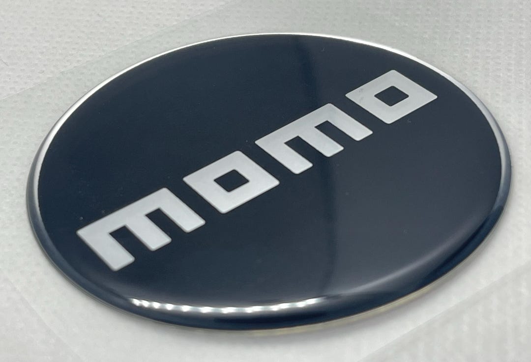 MOMO Logo 3D Domed Gel Sticker: Automotive Emblem - 60mm Silver & Black ...